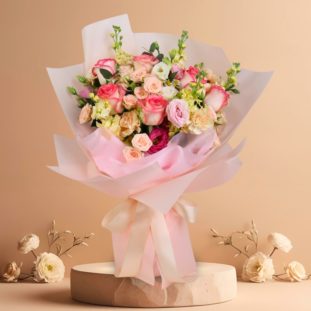 Sunbeam Kiss (Roses, Carnations, Mattiola)