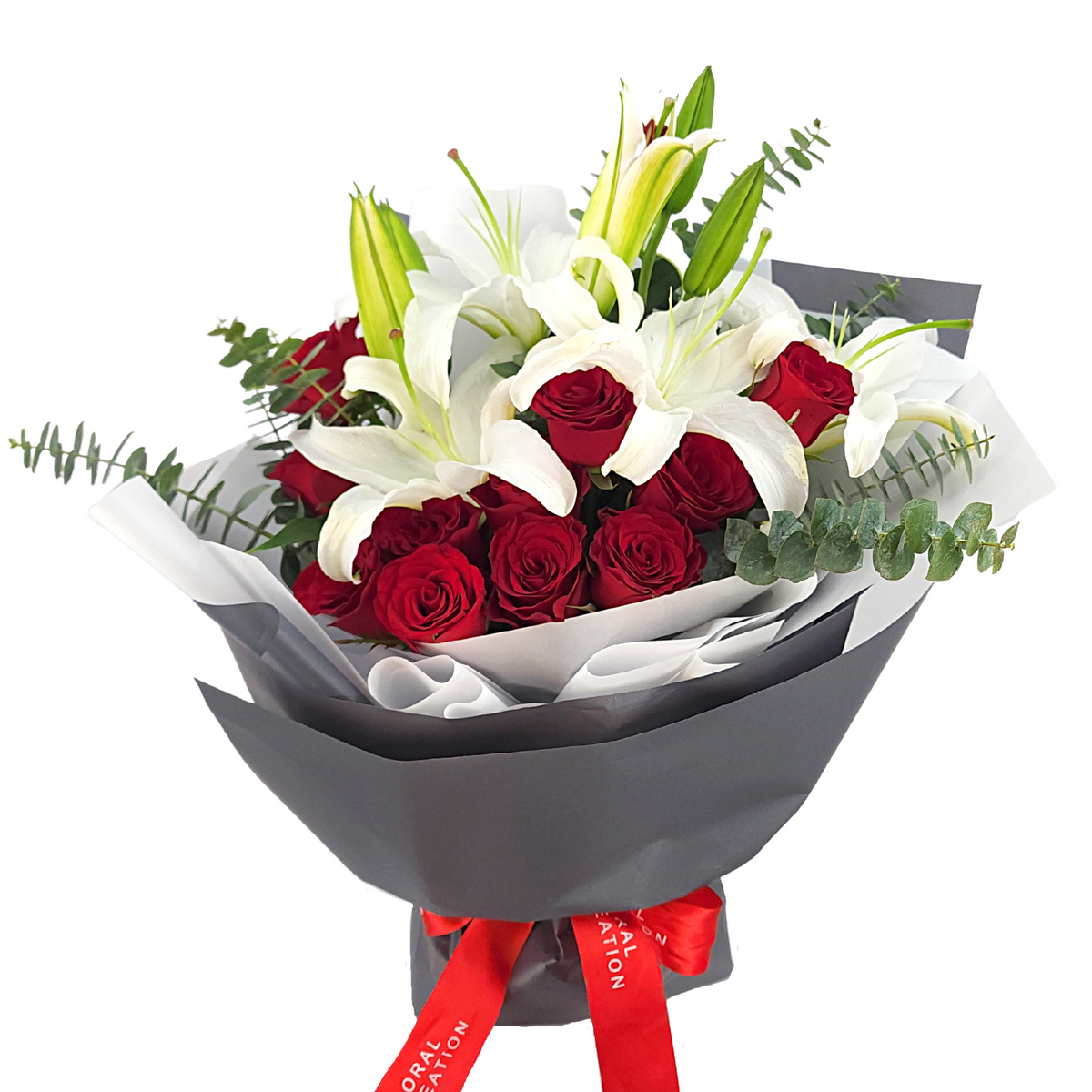 Esmeralda (11 Roses, 2 Lilies) - Flower Bouquet