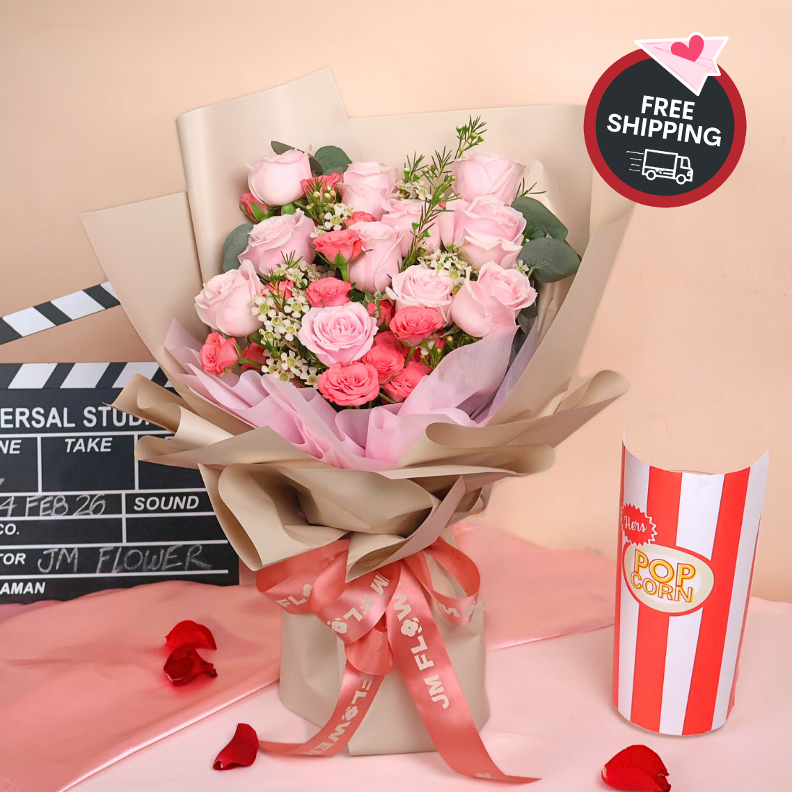 Heartbeat Reel (9 Roses) - Valentine Flower Bouquet